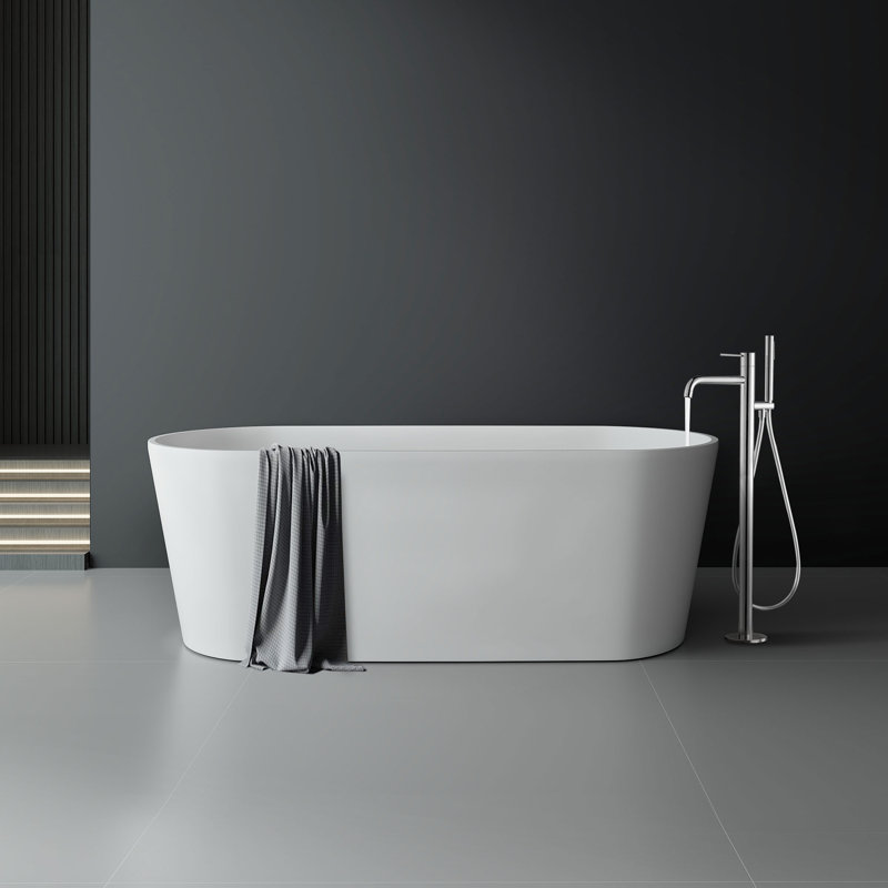 SJ STAR&JANE 63'' x 29'' Freestanding Soaking Solid Surface Bathtub in White | Wayfair